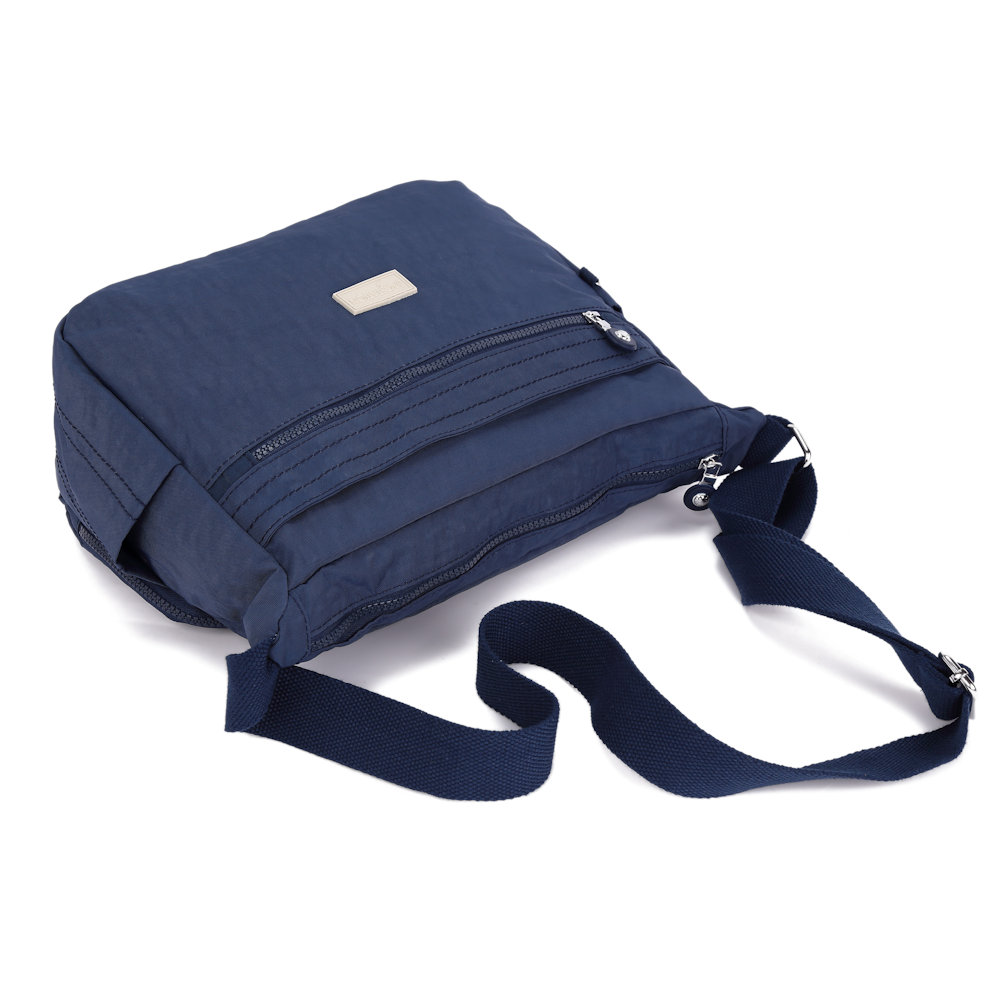 BAGSTATIONZ Crinkled Nylon Multi-Compartment Sling Bag (Beige/Black ...